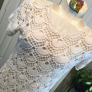 Cato | Tops | Cato White Crochet Open Weave Tunic Size M | Poshmark